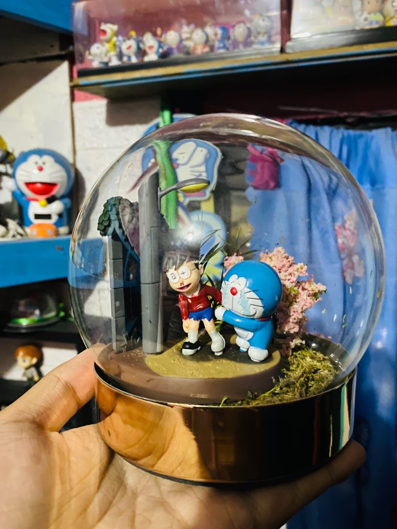 Doraemon and Nobita diorama in glass globe, Hobbies & Toys, Toys ...