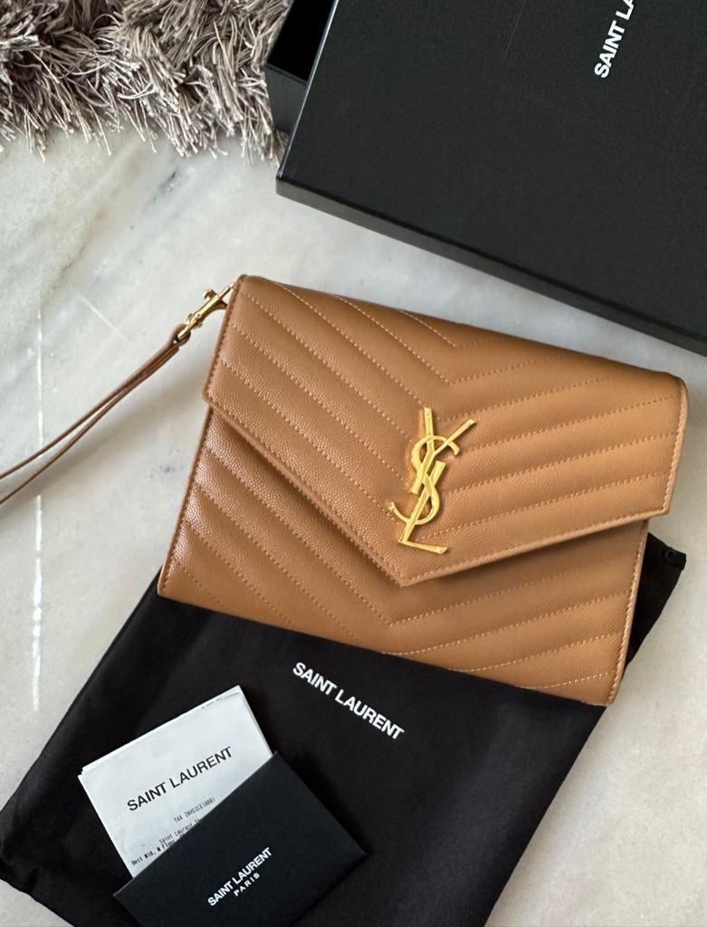 Fast Sale - Last 1pcs - Reprice BNIB YSL Saint Laurent pochette Caramel ...