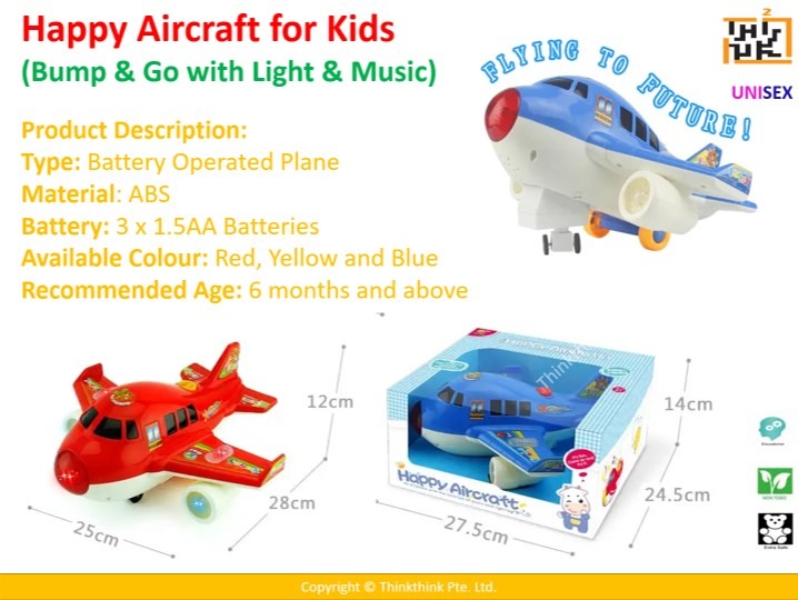 Happy Aircraft for Kids (Bump & Go with Light & Music), Hobbies & Toys ...