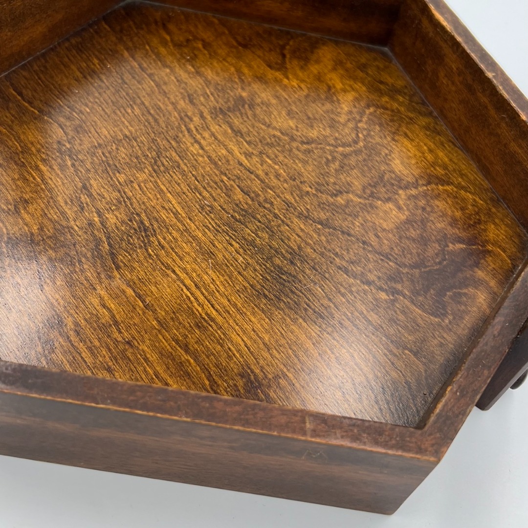 Hexagonal wooden basket / tray on Carousell