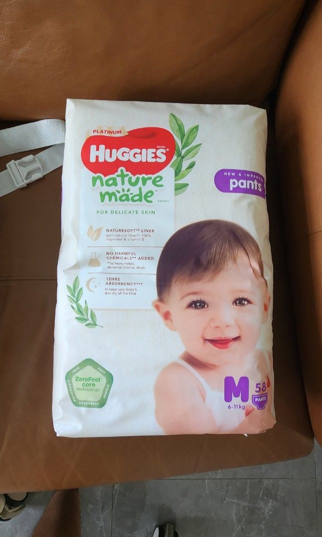 Huggies Diapers pants nature made Medium M size, Babies & Kids, Bathing & Changing, Diapers ...