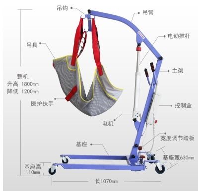 Hydraulic Lifting Hoist Sling Elevator Lifter Wheelchair Transfer ...