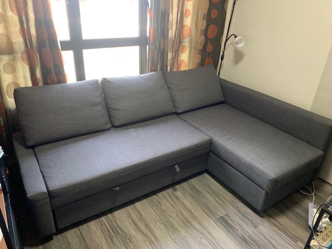Ikea Friheten sofa bed with storage, Furniture & Home Living, Furniture ...