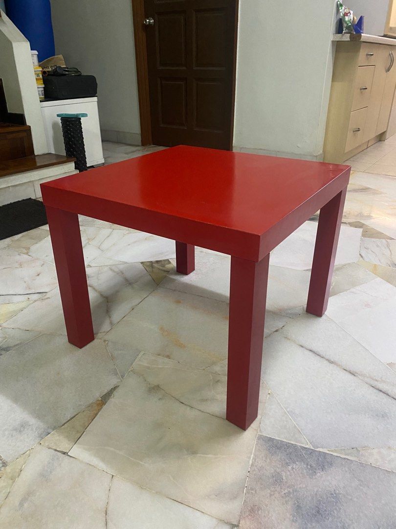 IKEA Lack Side Table (Red/55 x 55 cm), Furniture & Home Living ...