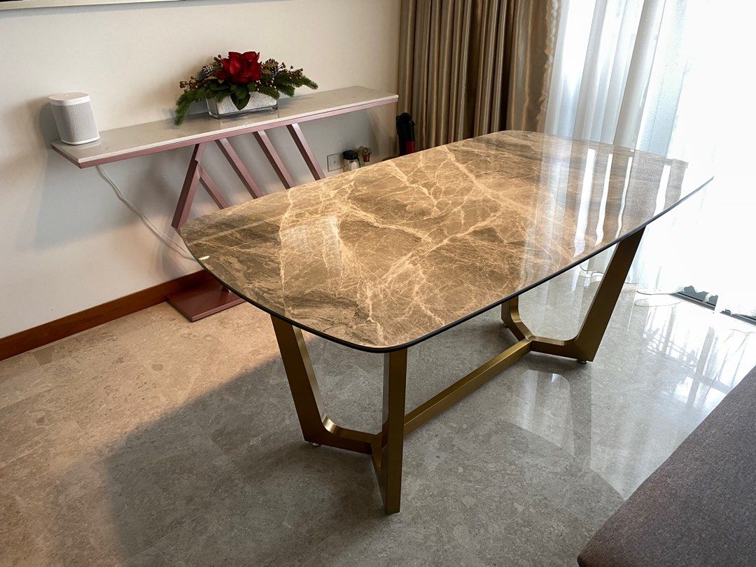Italian Sintered Stone tempered glass dining table, Furniture & Home ...