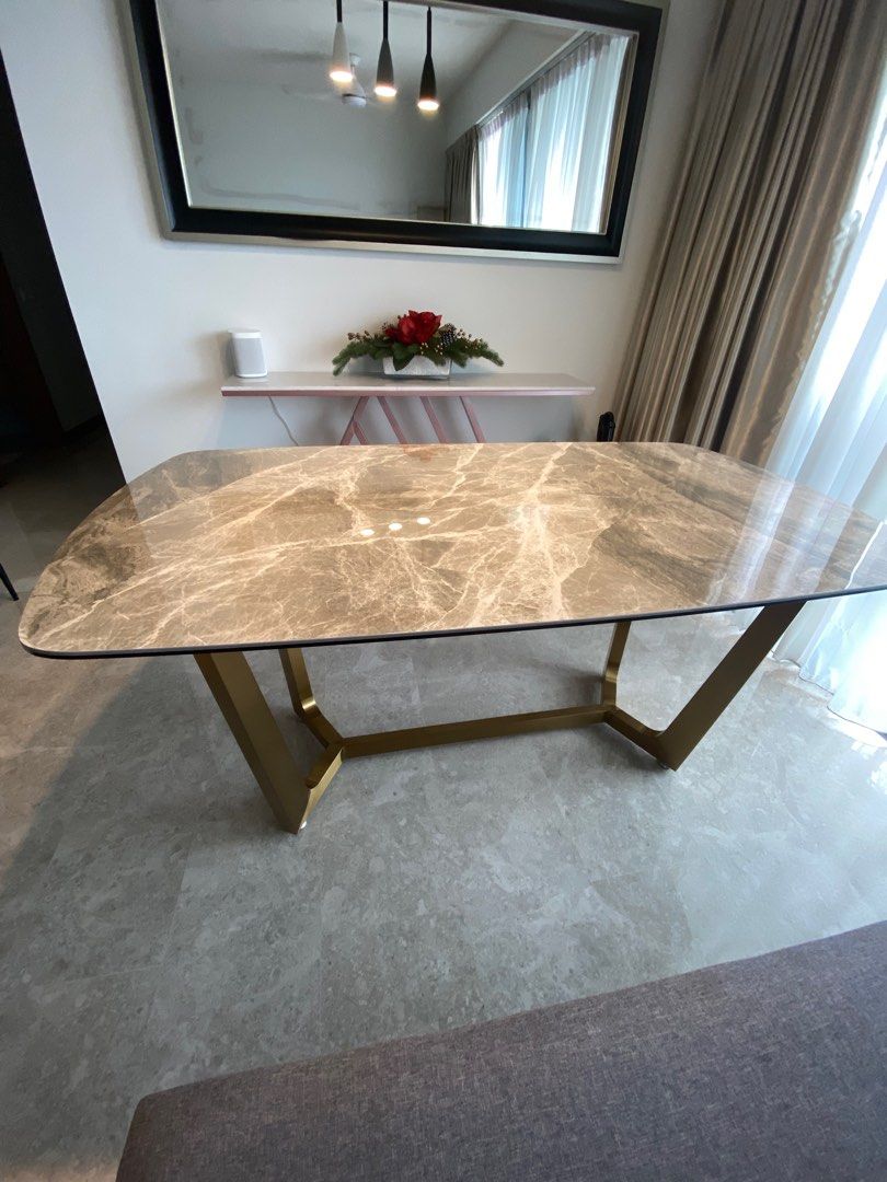 Italian Sintered Stone tempered glass dining table, Furniture & Home ...
