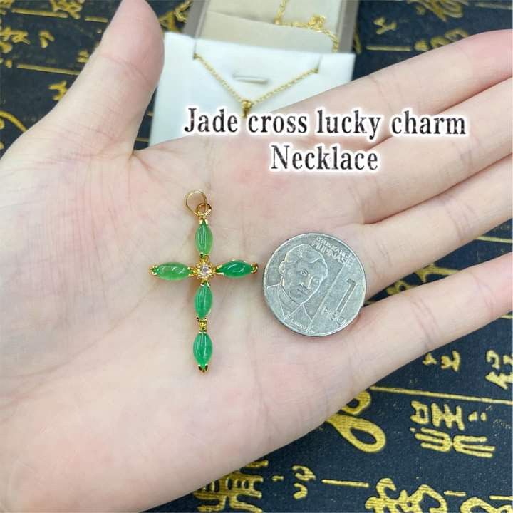 Jade cross necklace on Carousell