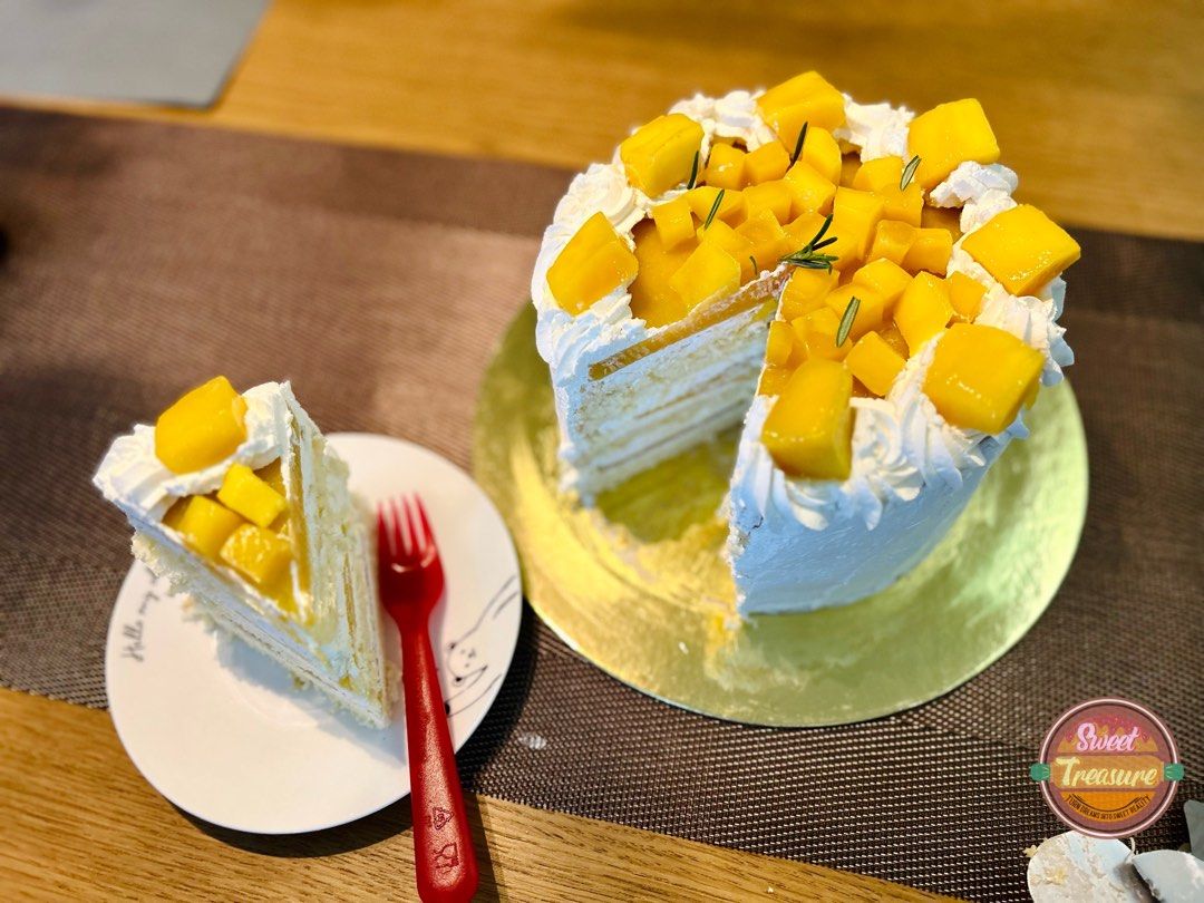 Fluffy Light airy lychee / mango Japanese short cake, Food & Drinks ...