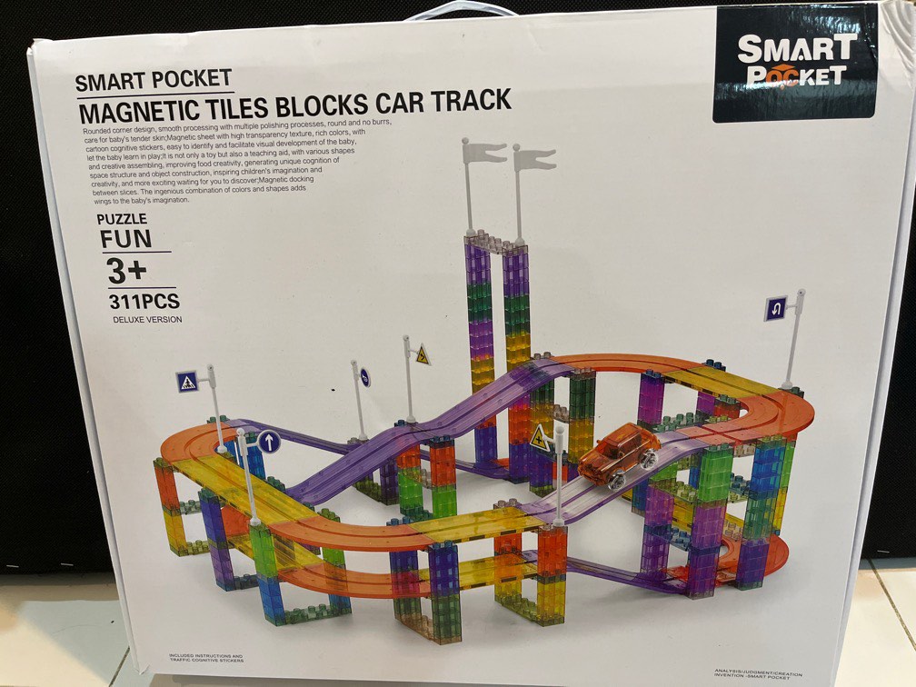 Magnetic Tiles Blocks Car Track Deluxe Version, Hobbies & Toys, Toys ...