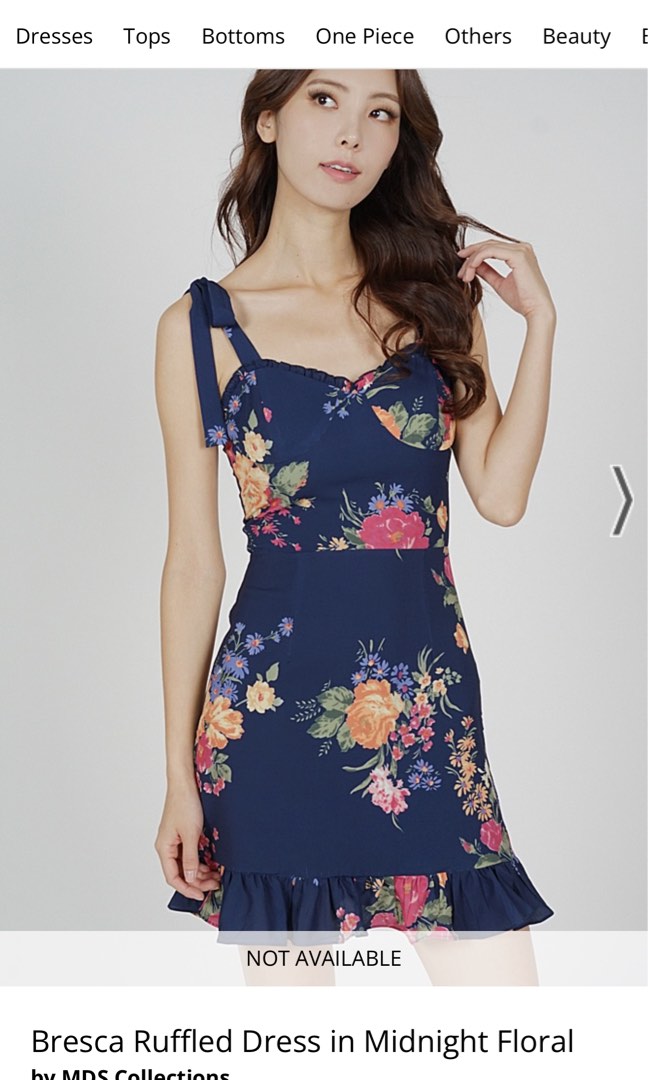 Mds Bresca Ruffled Dress in Midnight Floral, Women's Fashion, Dresses ...