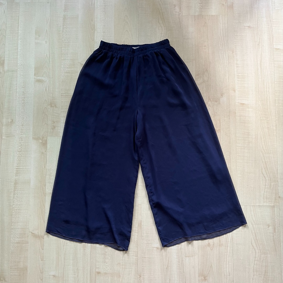 Navy Blue Chiffon Culottes, Women's Fashion, Bottoms, Other Bottoms on ...