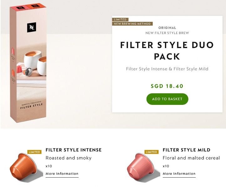 Nespresso Limited Capsules FILTER STYLE DUO PACK, TV & Home Appliances ...