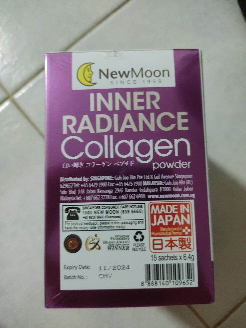 New Moon Inner Radiance Collagen Powder 6.4g x 15 sachets, Health ...
