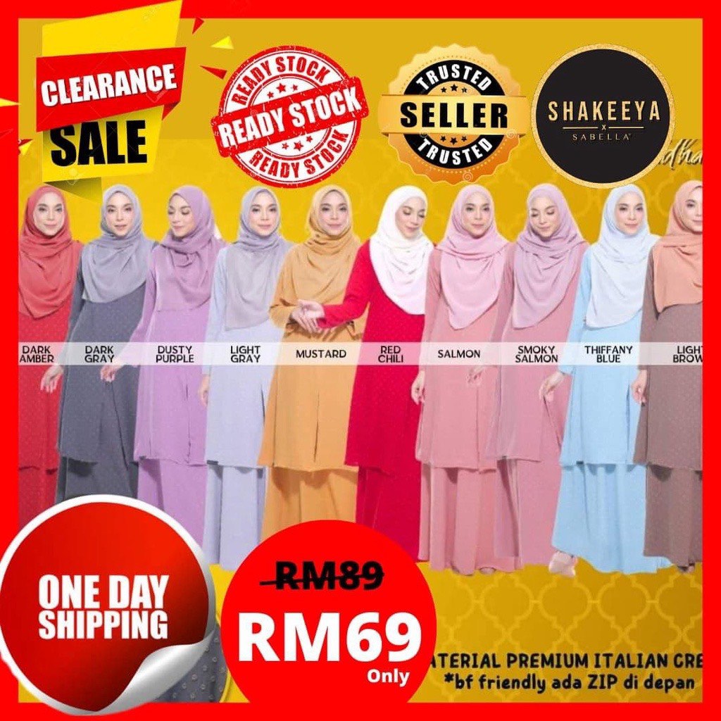NORA kurung sabella warna merah, Women's Fashion, Muslimah Fashion ...