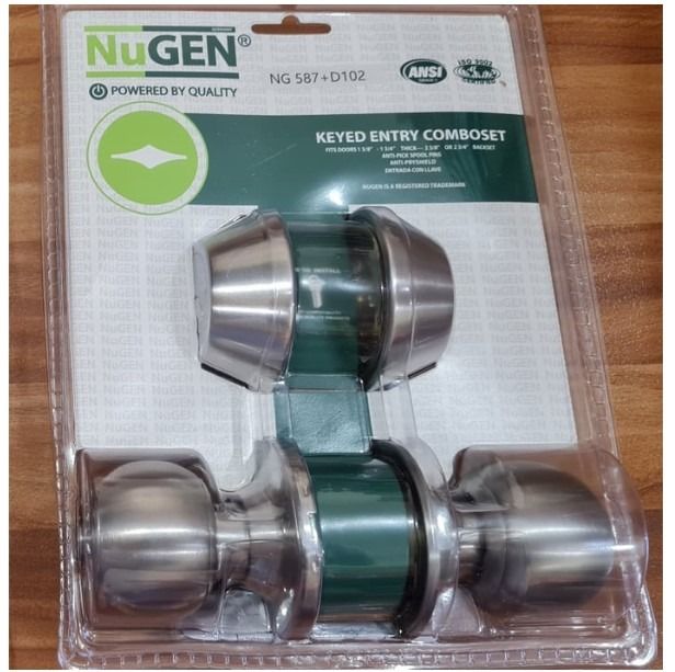 Nugen Combo (Same Keys) Main Door Cylindrical Doorknob with DOUBLE ...