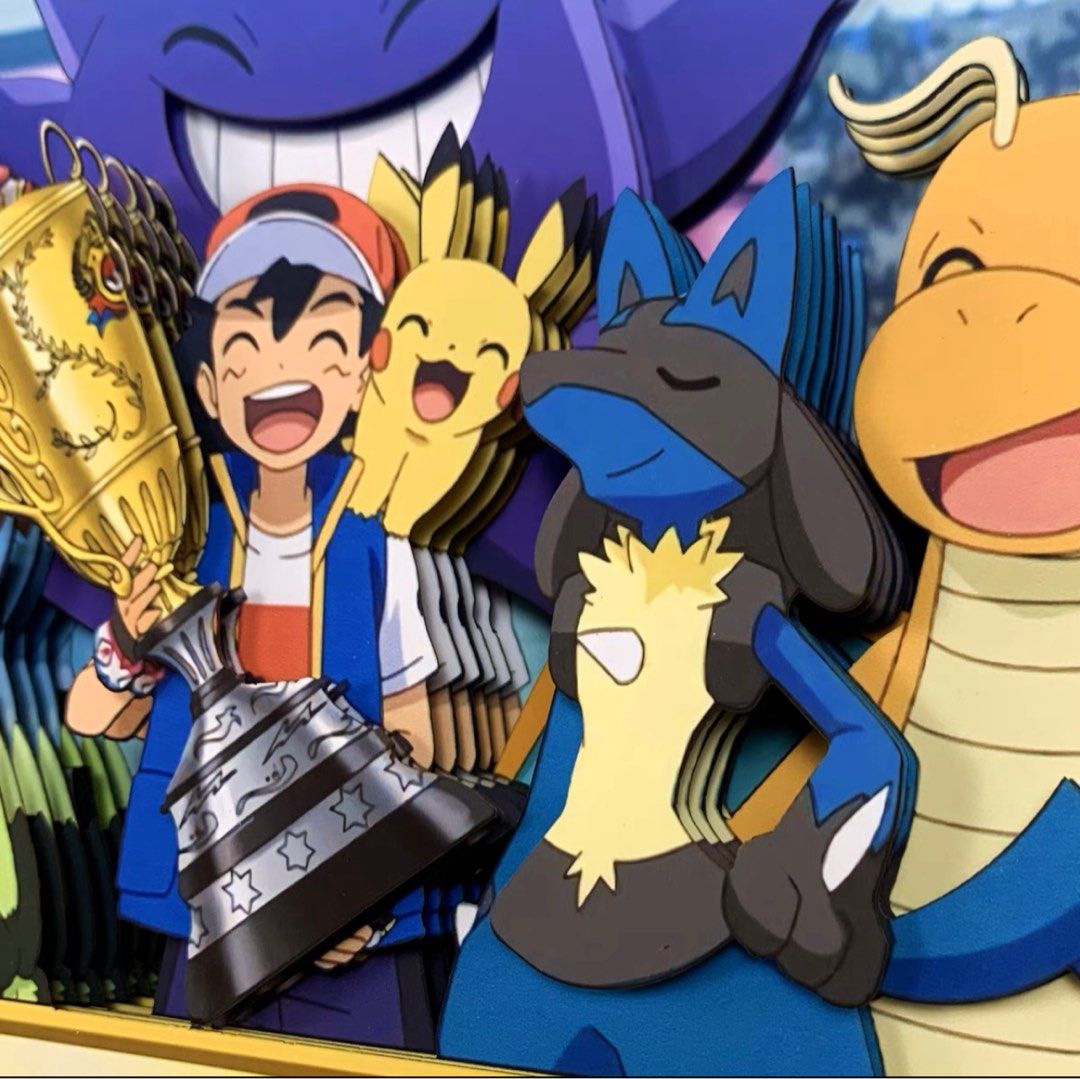 Pokemon Ash won championship 3d frame paper art, Hobbies & Toys, Toys ...