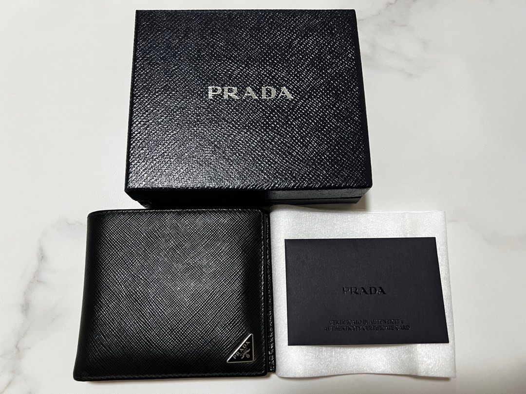 Prada Triangle Logo Bifold Wallet, Men's Fashion, Watches & Accessories ...