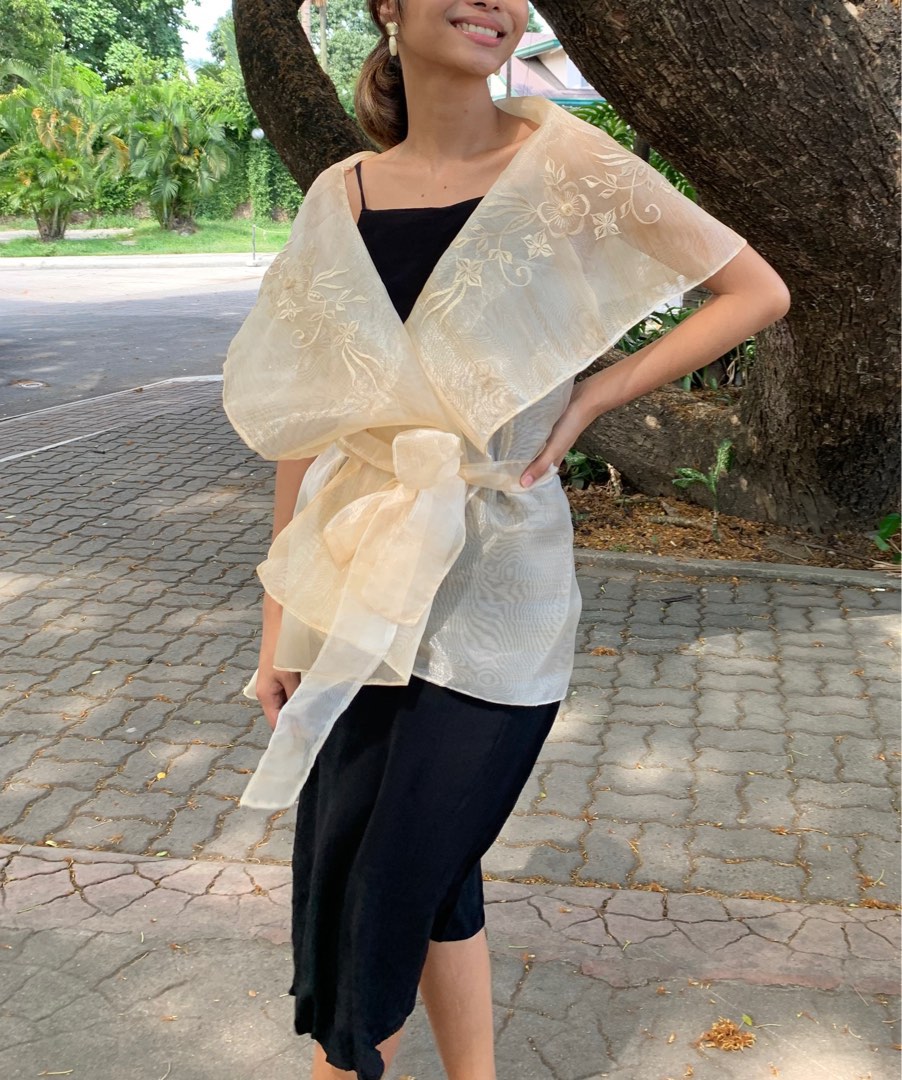 Premium Spanish Alampay Waist Coat Filipiniana Cream Champagne Beige on ...