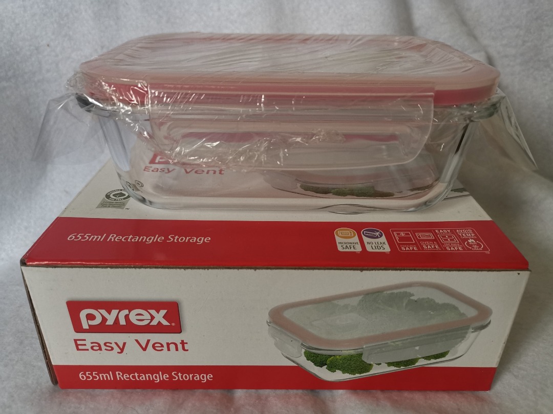 Pyrex Easy Vent 655ml Rectangle Glass Storage, Furniture & Home Living ...