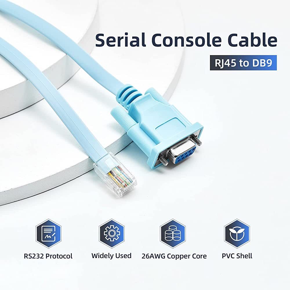 RJ45 to DB9 Console Cable, 1.8m/6ft RS232 to RJ45 Console Cables Serial ...