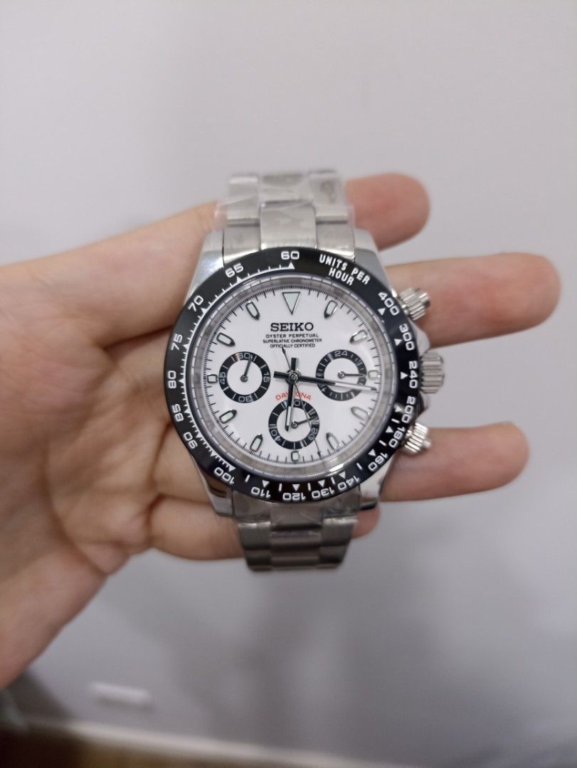 SEIKO MOD Daytona White Panda, Men's Fashion, Watches & Accessories ...