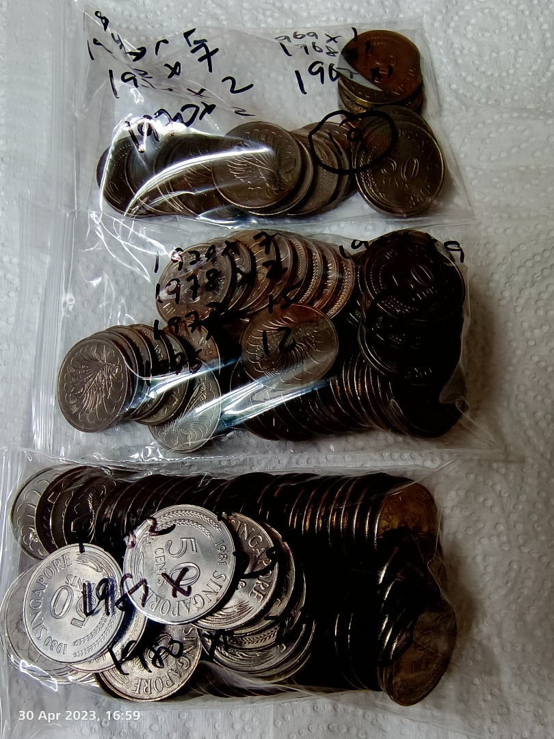 Singapore First Series 50 Cent Coin (Total 139 coins, Mix Years from ...