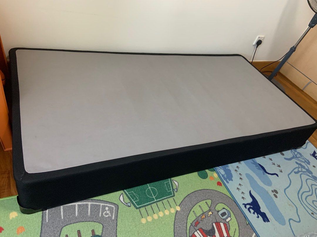 Single bed (box frame) and spring mattress, Furniture & Home Living ...