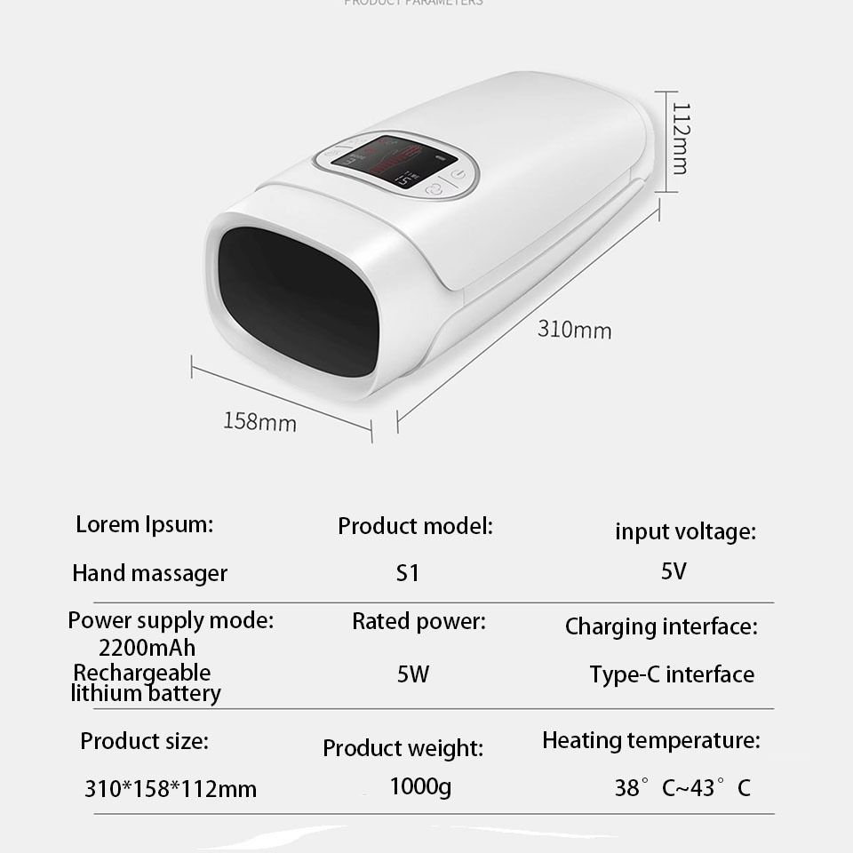 Smart Hand Massager Electric Wireless Heating Airbag Compression ...