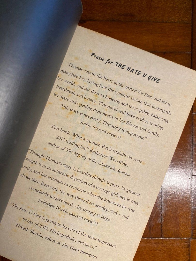 The Hate U Give (THUG) by Angie Thomas *postage included, Hobbies ...