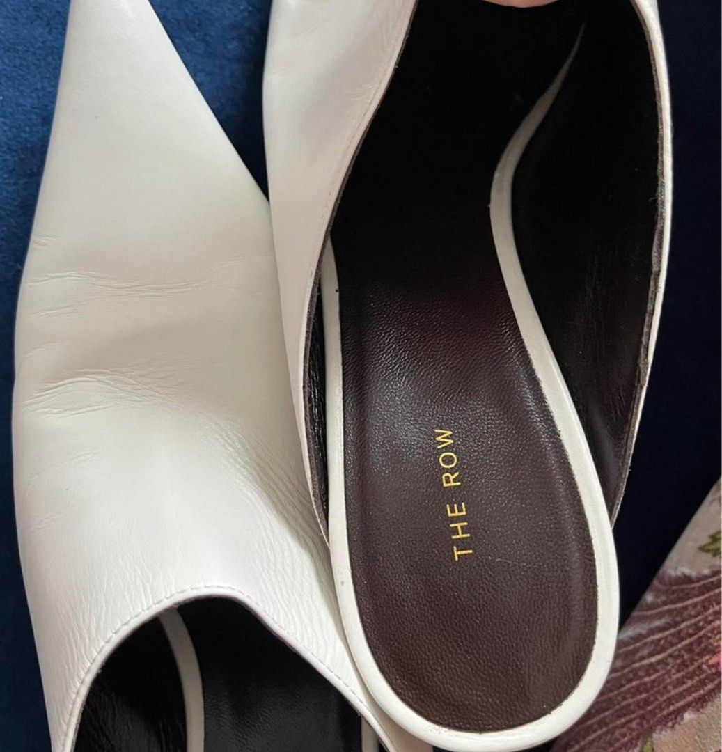 The Row White Leather Heeled Mules, Women's Fashion, Footwear, Heels on ...
