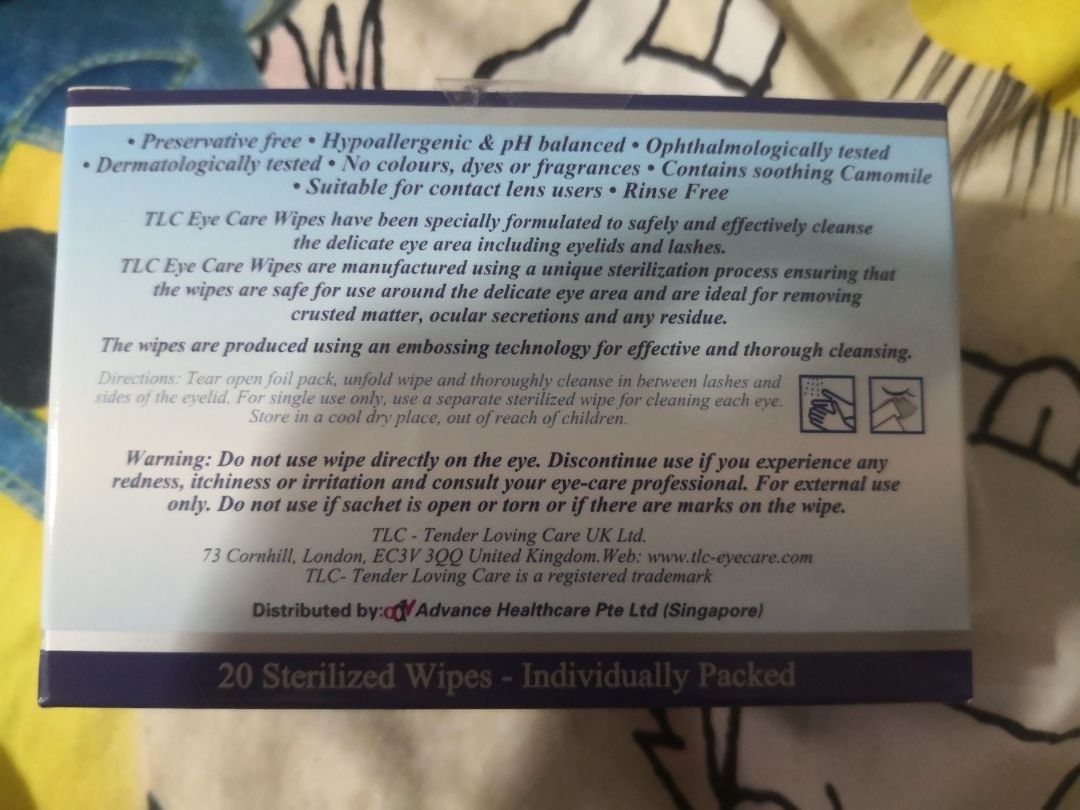 TLC Eye Care Wipes 20's, Beauty & Personal Care, Ear Care Products on ...