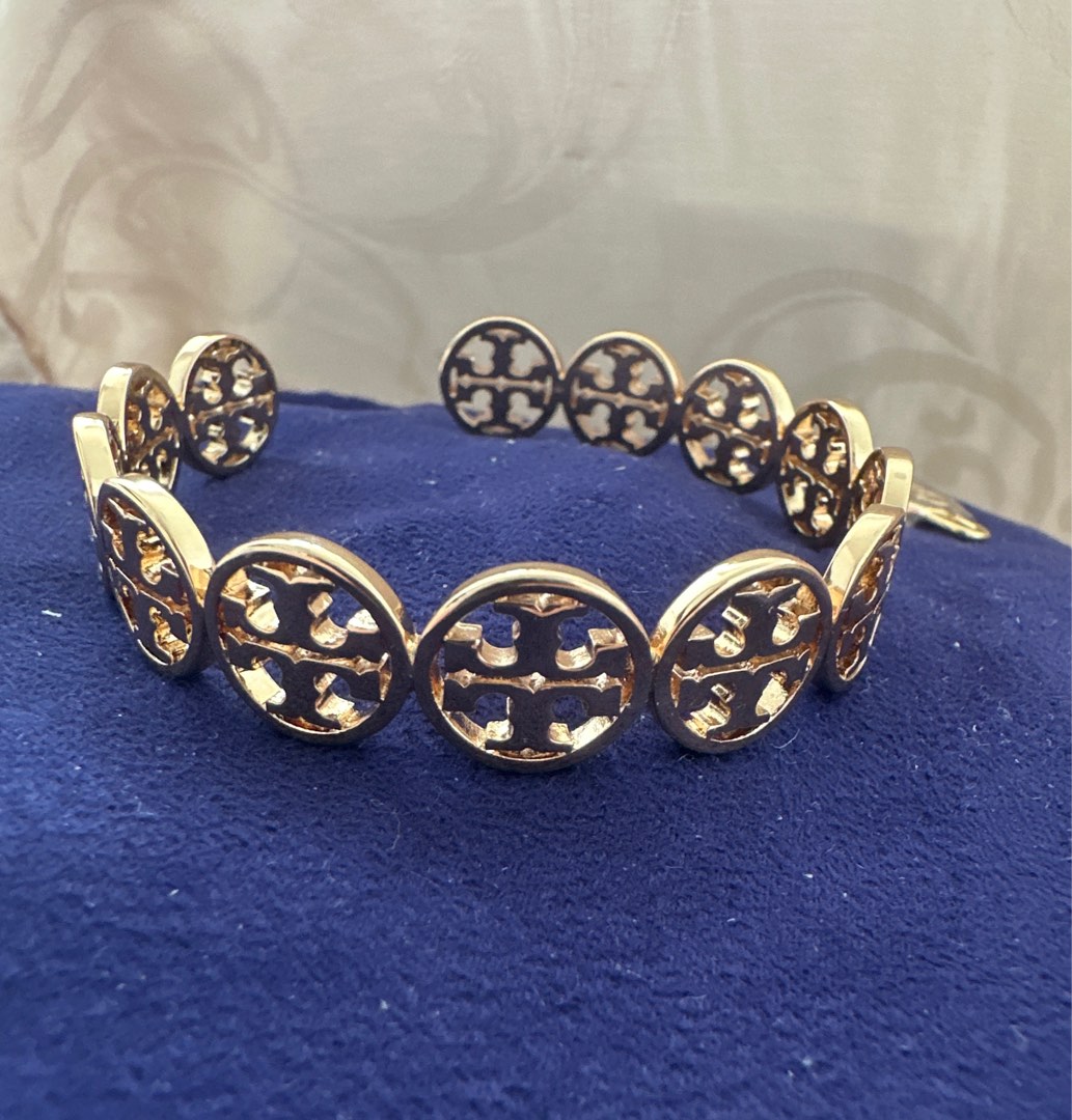 Tory Burch Signature Logo Gold Cuff, Women's Fashion, Jewelry ...