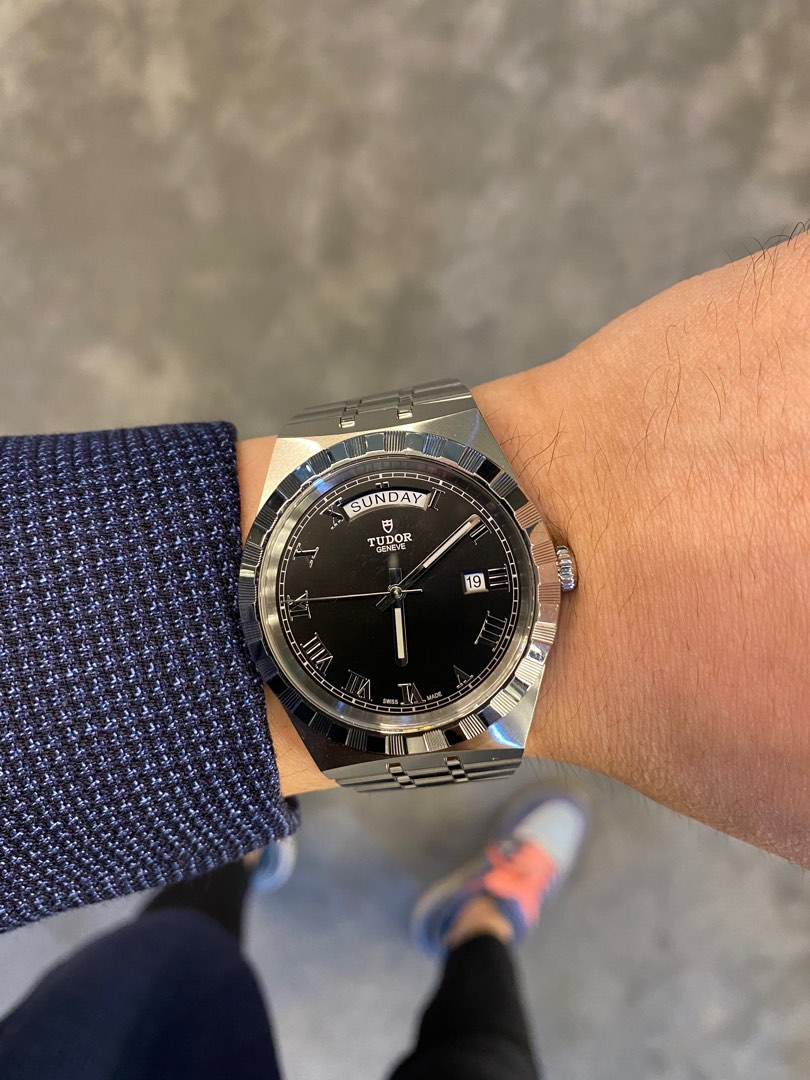 Tudor Royal Roman Black 41mm, Luxury, Watches on Carousell