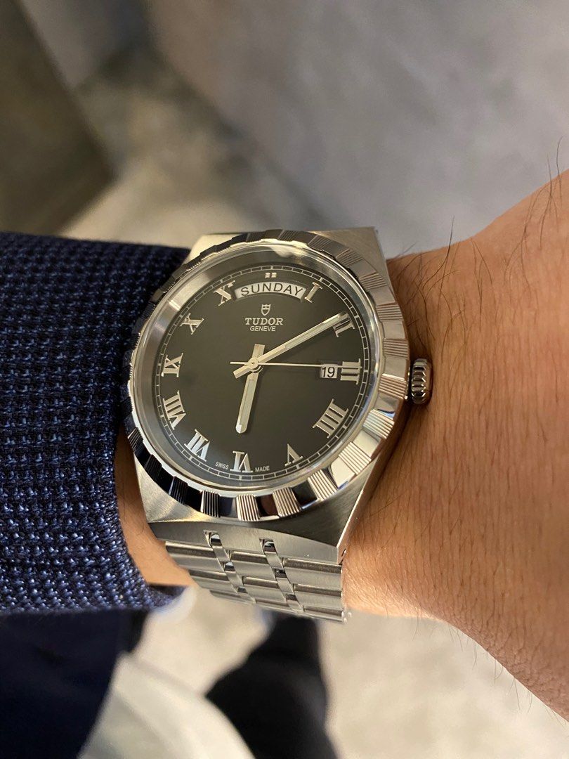 Tudor Royal Roman Black 41mm, Luxury, Watches on Carousell