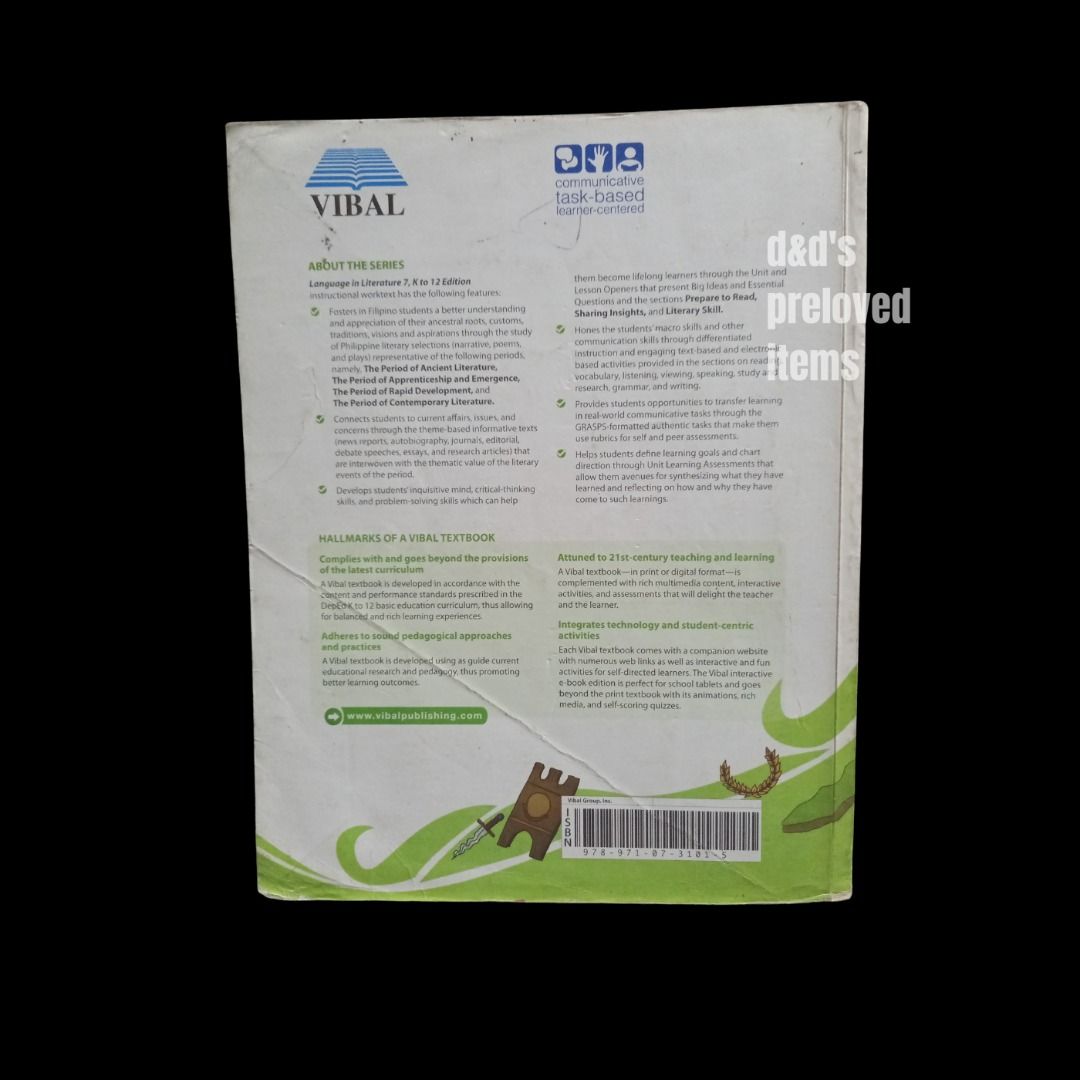 Vibal Language in Literature (Philippine lit) K-12 Grade 7 | Carbonell ...