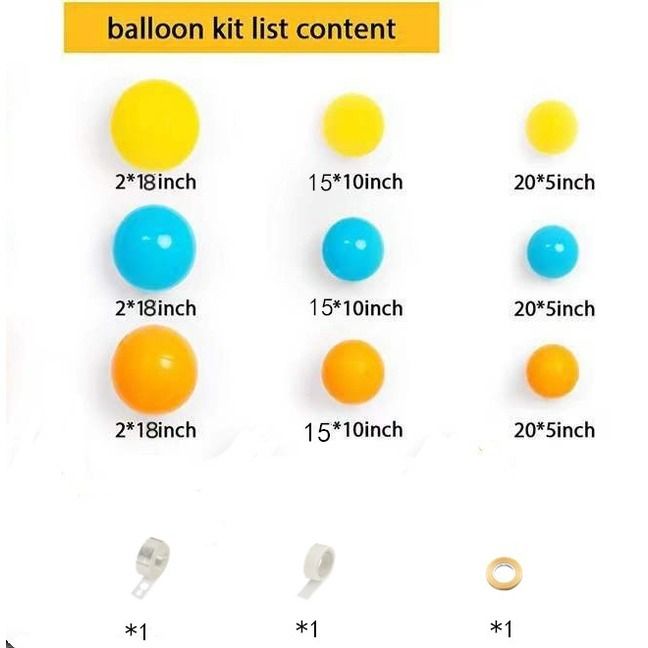 114Pcs Yellow Orange Blue Blippi Theme Balloons Wedding Birthday ...