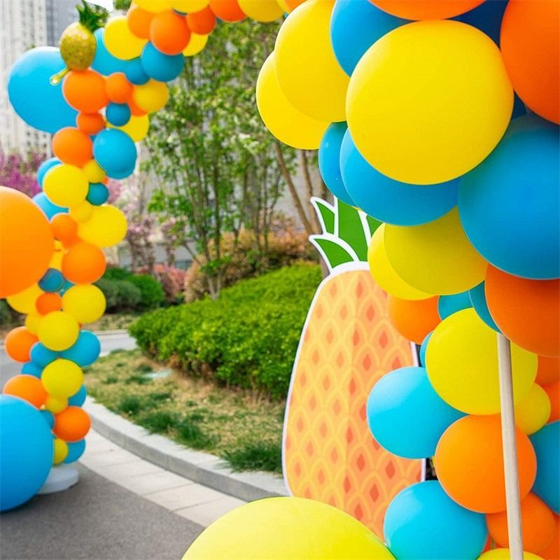 114Pcs Yellow Orange Blue Blippi Theme Balloons Wedding Birthday ...