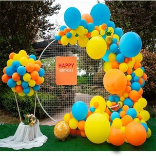 114Pcs Yellow Orange Blue Blippi Theme Balloons Wedding Birthday ...