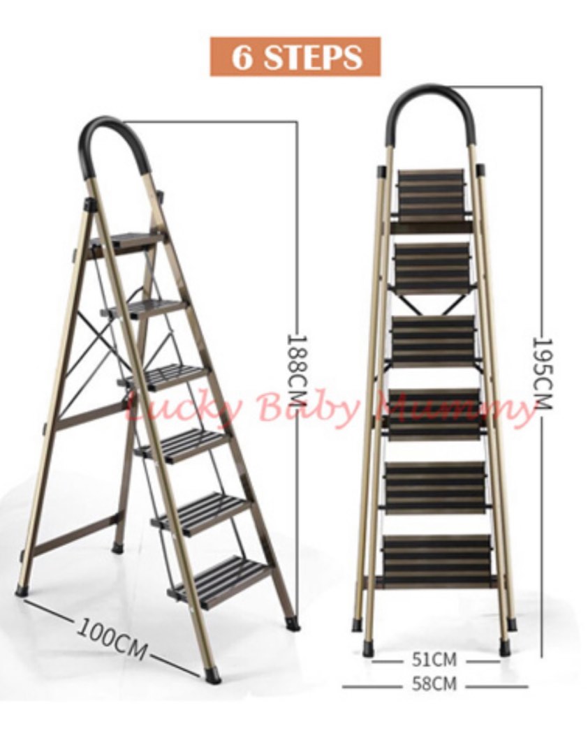 10.10 Promo -6 Steps Aluminium Alloy Ladder Stool Step Foldable Ladder ...