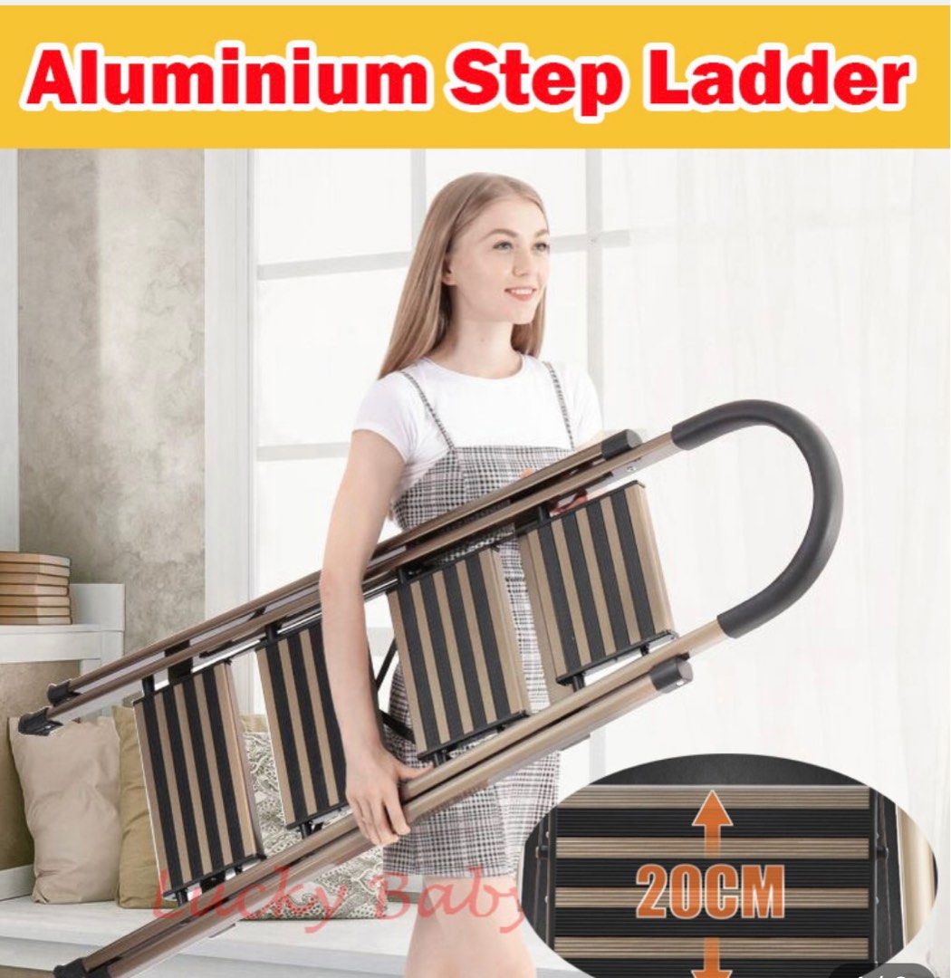 10.10 Promo -6 Steps Aluminium Alloy Ladder Stool Step Foldable Ladder ...
