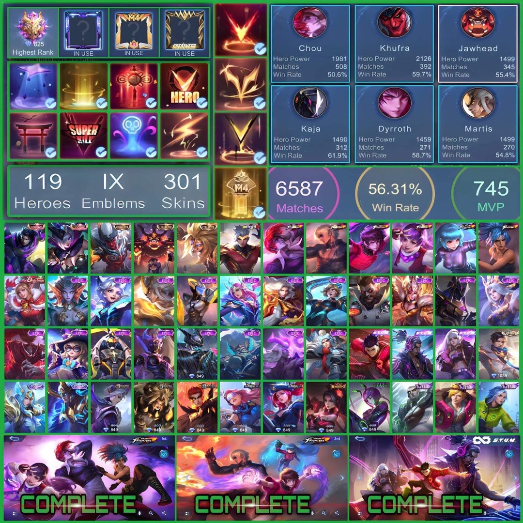 301 Skins | 119 Heroes | Semi-Stacked | Mobile Legends Account, Video Gaming, Gaming Accessories ...