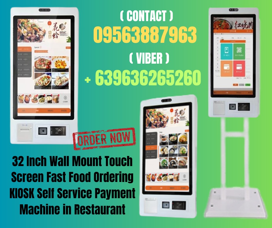 32 Inch Wall Mount Touch Screen Fast Food Ordering KIOSK Self Service ...