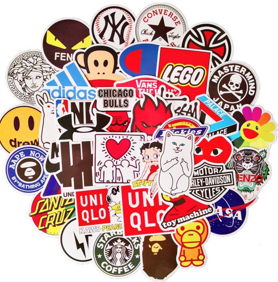 54pcs Mixed Fashion Brand Logo Laptop Luggage Stickers, Hobbies & Toys ...