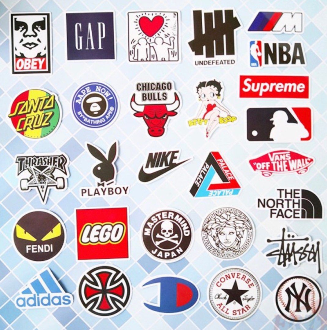 54pcs Mixed Fashion Brand Logo Laptop Luggage Stickers, Hobbies & Toys ...