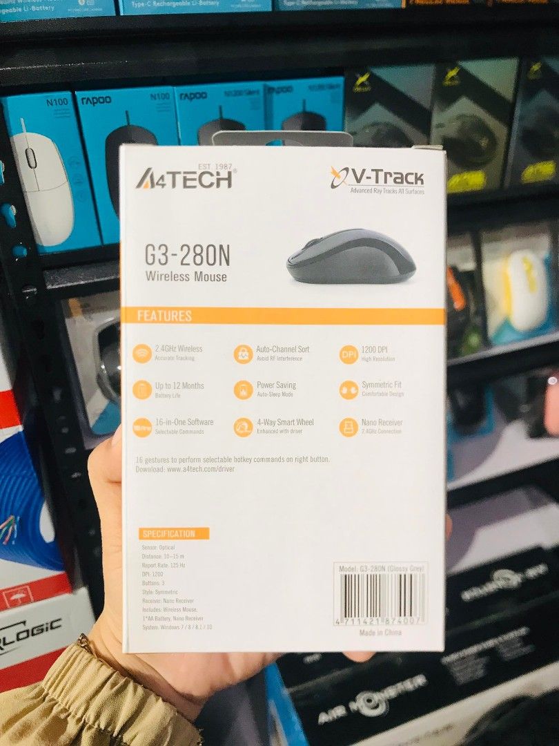 A4Tech G3 280N-1 Padless Wireless Mouse Glossy Grey on Carousell