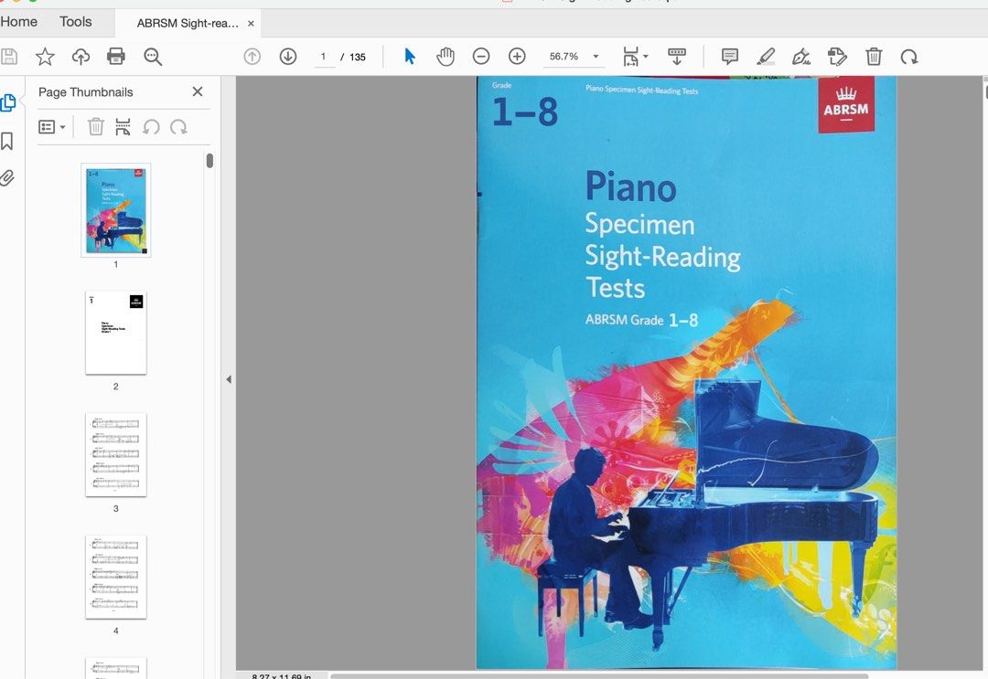 ABRSM grade 1-8 piano exam sight reading 1-8, Hobbies & Toys, Music ...