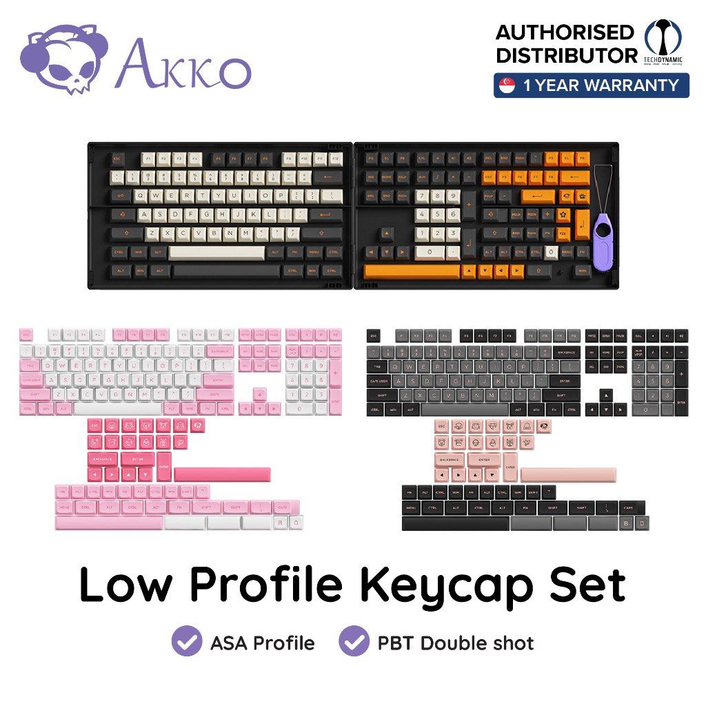 Akko carbon retro Asa Low profile keycaps mechanical keyboard thock ...