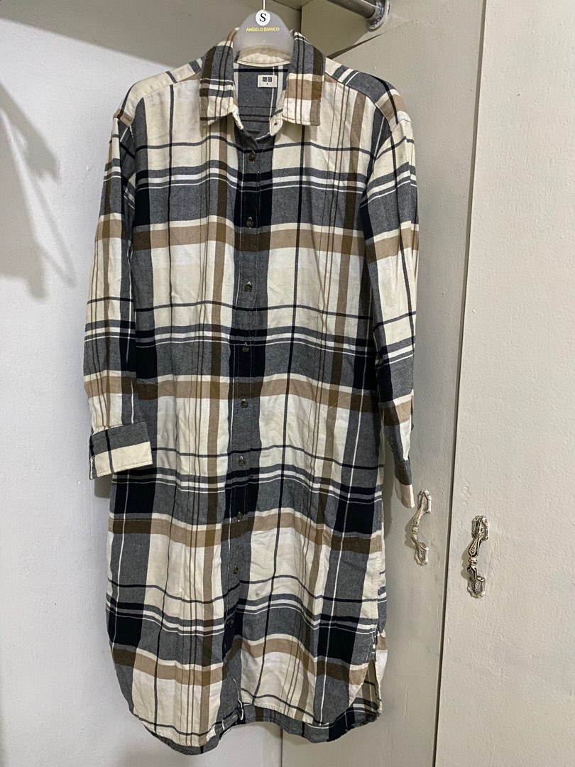 AUTHENTIC UNIQLO CHECKERED LONG POLO DRESS BOTTON DOWN on Carousell