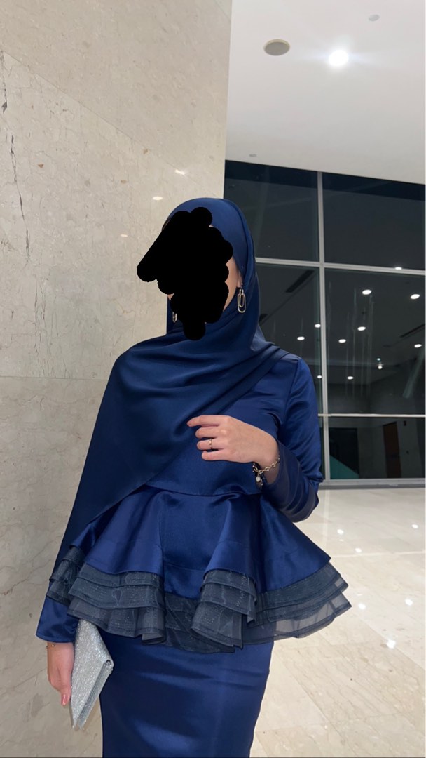 Baju Kurung Baju Raya JLabella Midnight Blue Peplum Kain duyung # ...