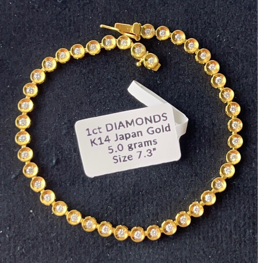 Brand new 1ct K14 Japan Gold Diamond Tennis Donut Bracelet, Women's Fashion, Jewelry ...